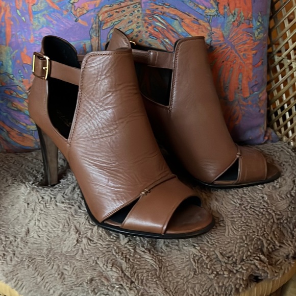 Coach | Shoes | Coach Brown Leather High Heel Booties | Poshmark